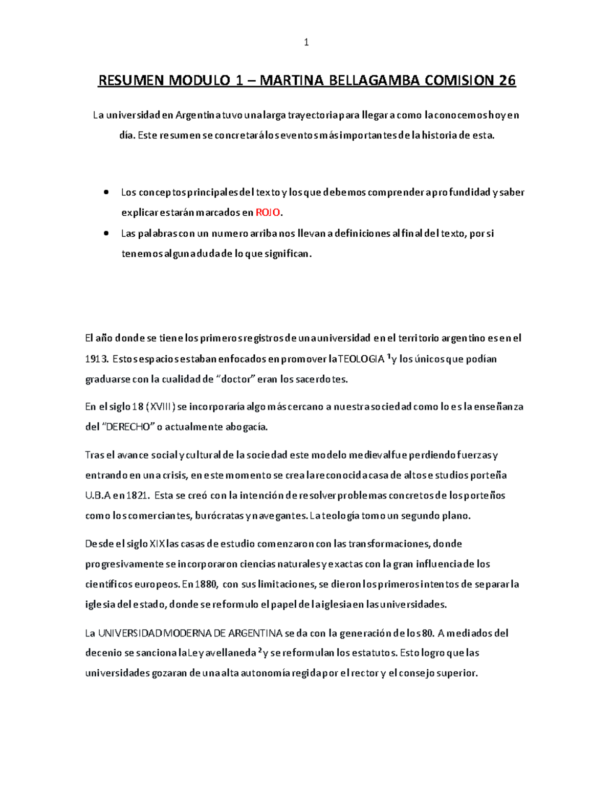 Resumen Modulo 1 - sdfsdfsdf - RESUMEN MODULO 1 – MARTINA BELLAGAMBA COMISION 2 6 La universidad ...