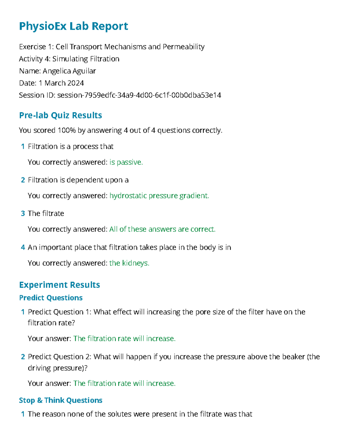 Physio Ex Cell Exercise 1 Activity 4 - PhysioEx Lab Report Exercise 1 ...