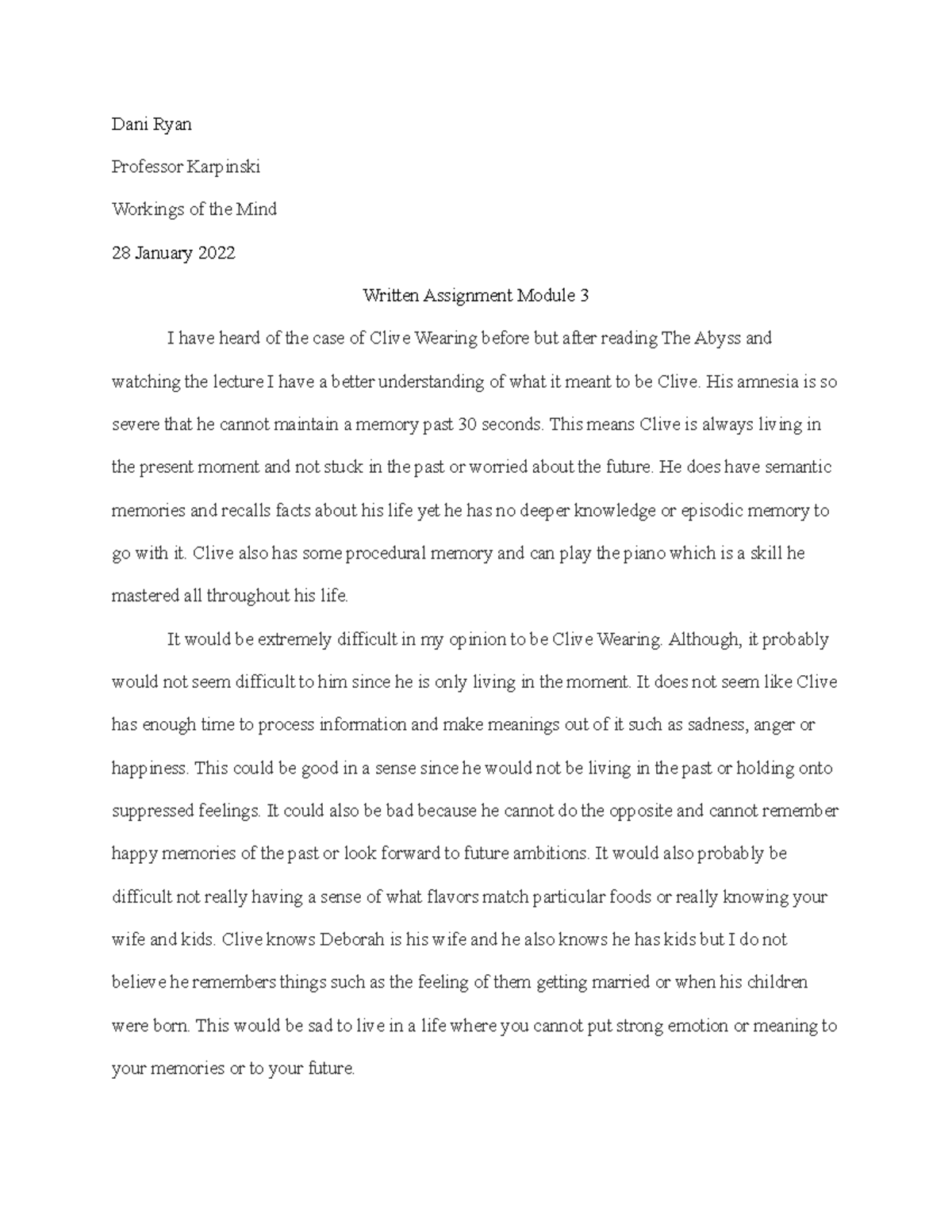 Module 3 written assignment - Dani Ryan Professor Karpinski Workings of ...