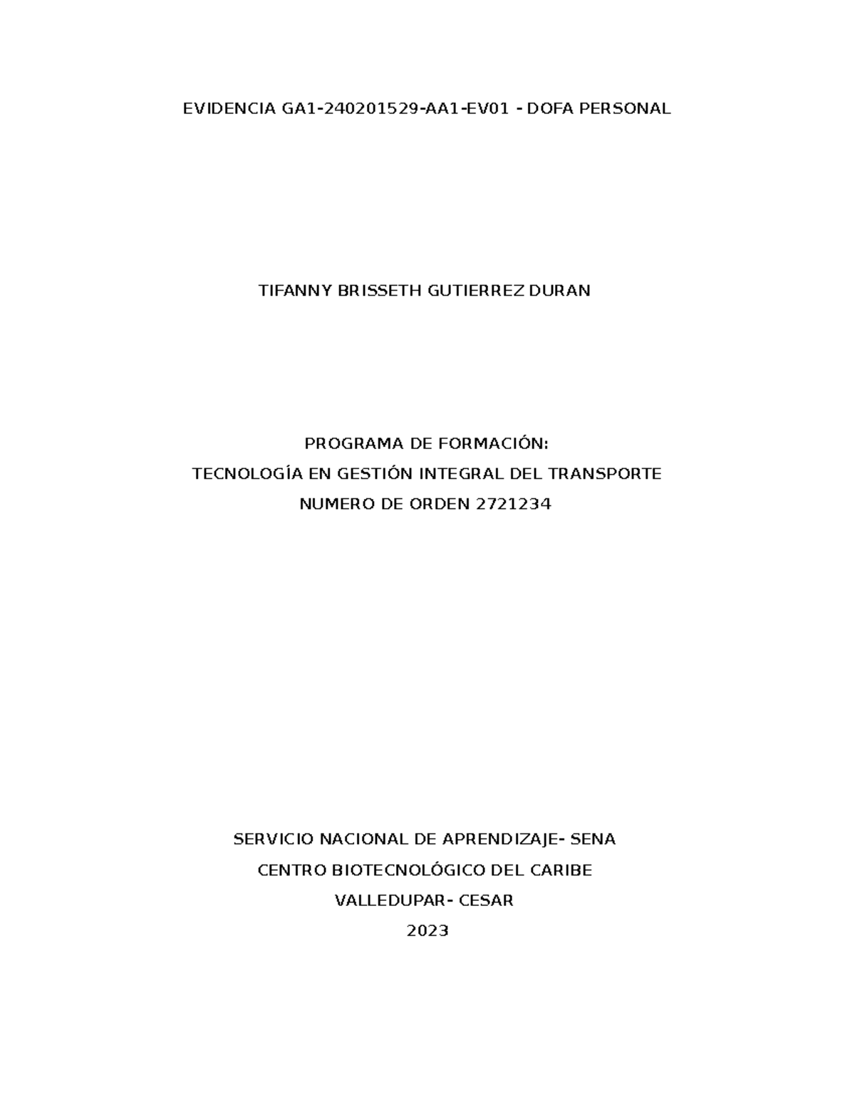 DOFA Tifanny Gutierrez - EVIDENCIA GA1-240201529-AA1-EV01 - DOFA ...
