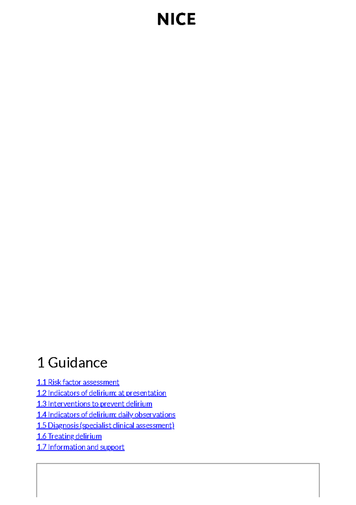 - Delirium NICE guidelines on treatments and management - 1 Guidance 1 ...