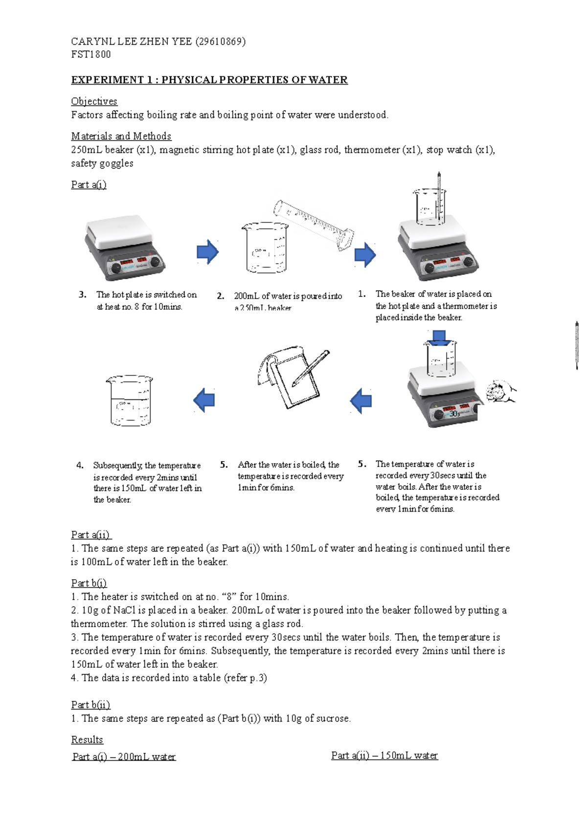 Week 2- Water - Lab report - CARYNL LEE ZHEN YEE (29610869) FST1800 ...