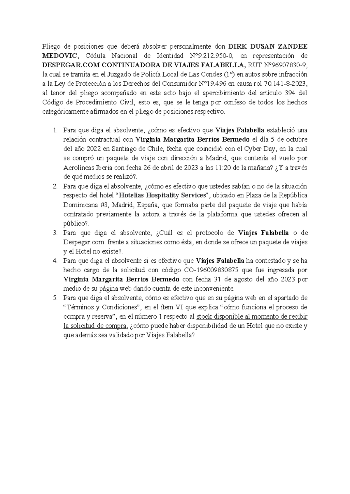 Pliego de posiciones definitivo - Pliego de posiciones que deberá ...