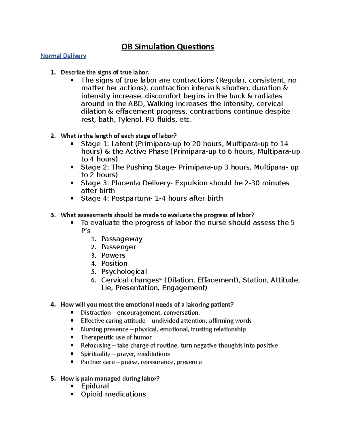 WK OB Sim Questions 3 - simulation - OB Simulation Questions Normal ...