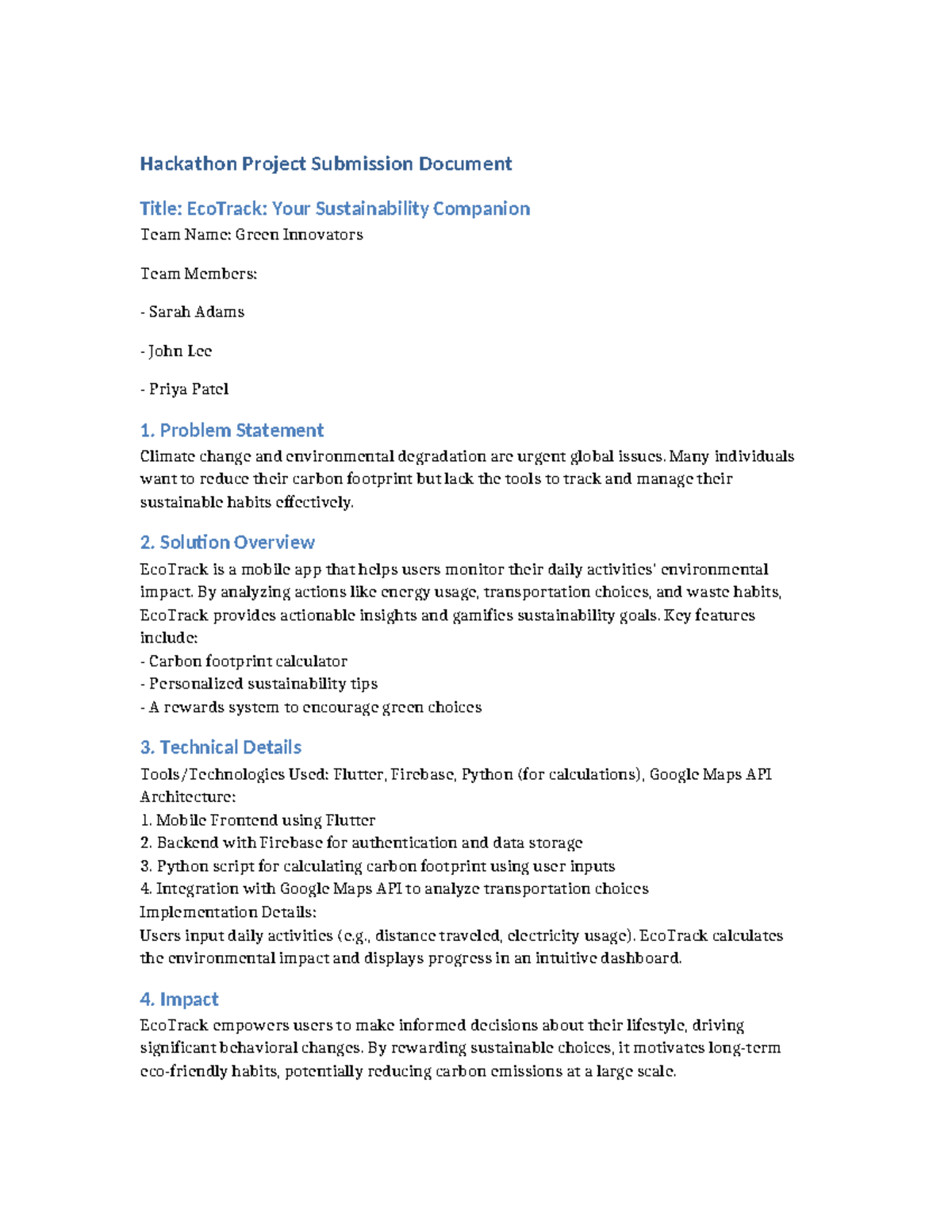 Hackathon Project Submission - Problem Statement Climate change and ...
