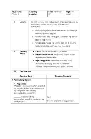 Aspekto ng Pandiwa - LESSON PLAN - MASUSING BANGHAY-ARALIN FILIPINO 8 I ...