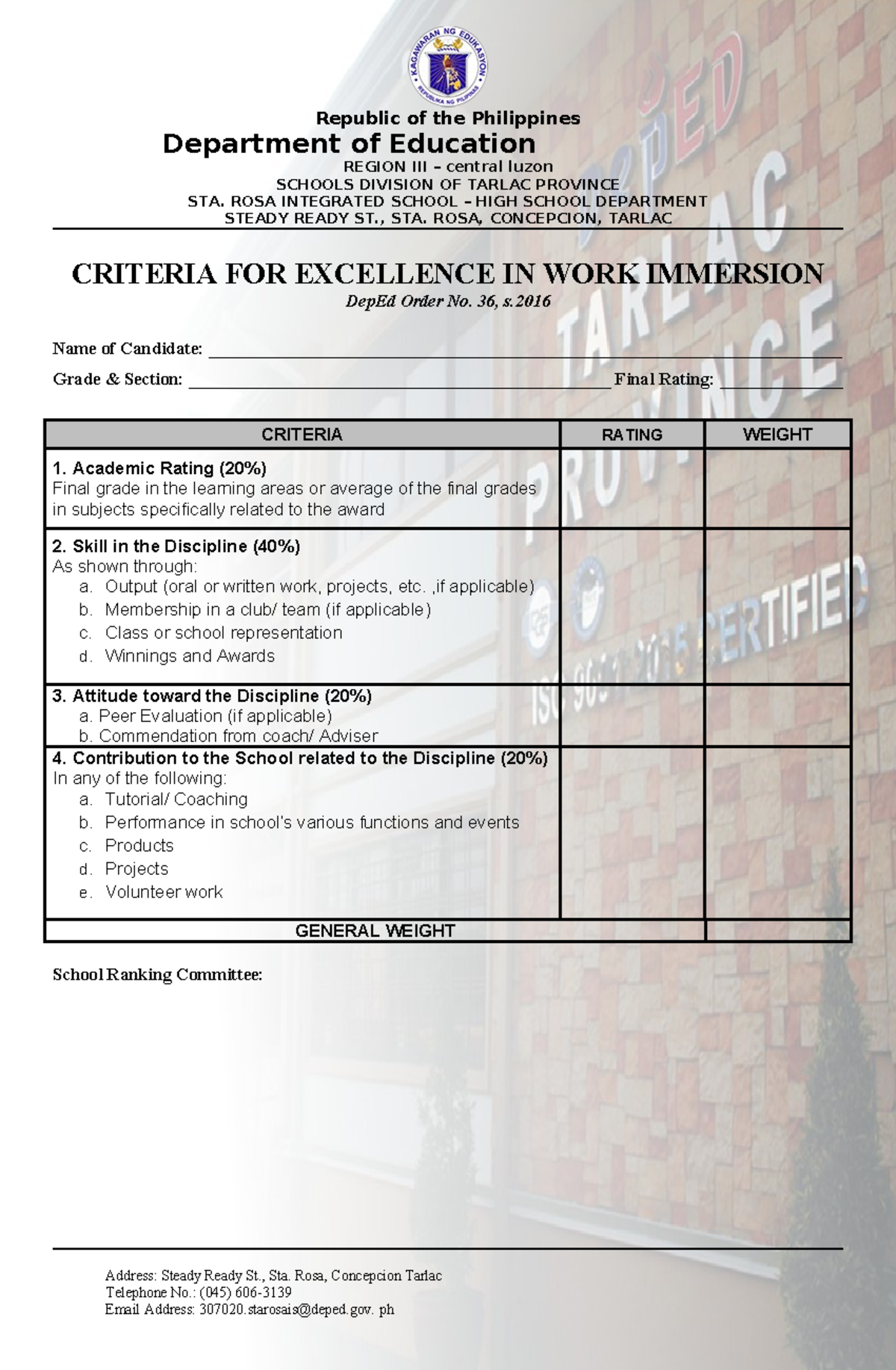 Work Immersion - najahahaa - Republic of the Philippines Department of ...