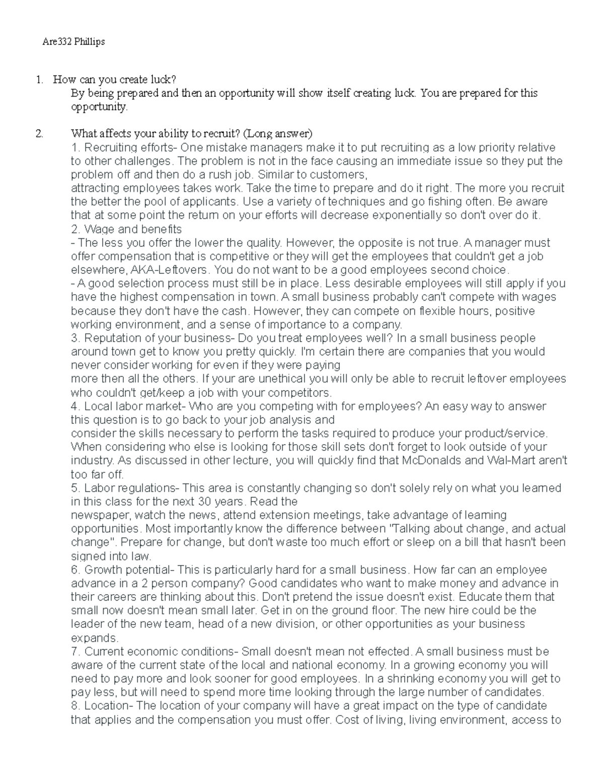 SG4 DE - study guide - Are332 Phillips 1. How can you create luck? By ...