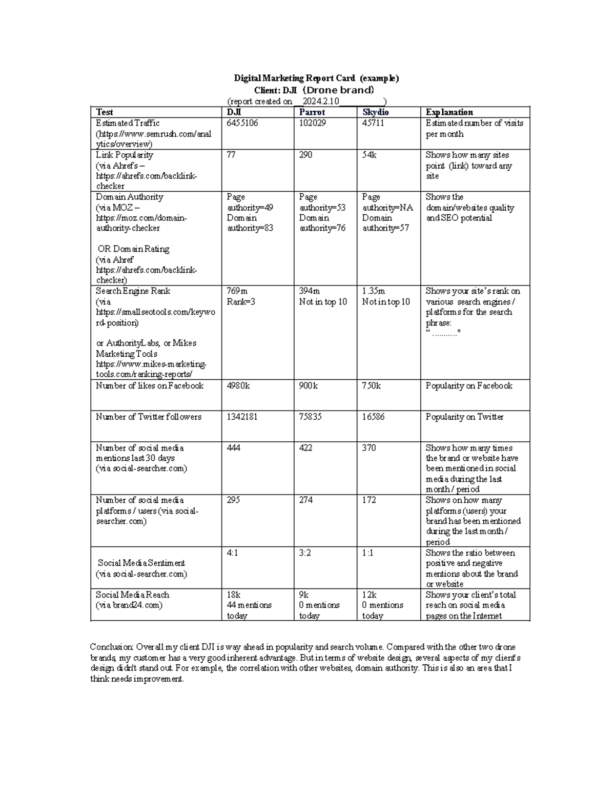 Digital Marketing Report Card Yinan Luo - Digital Marketing Report Card ...