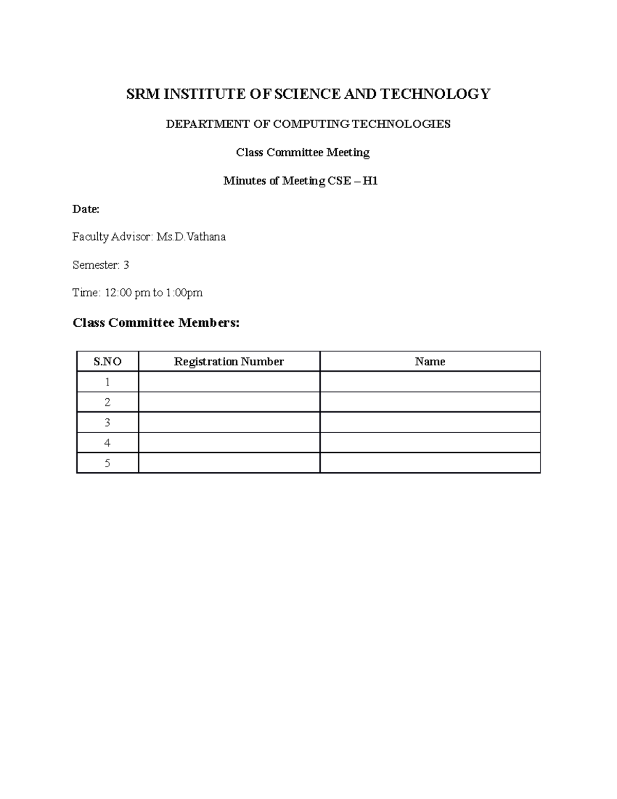 Automata Theory Srm Institute Of Science And Technology Department Of Computing Technologies