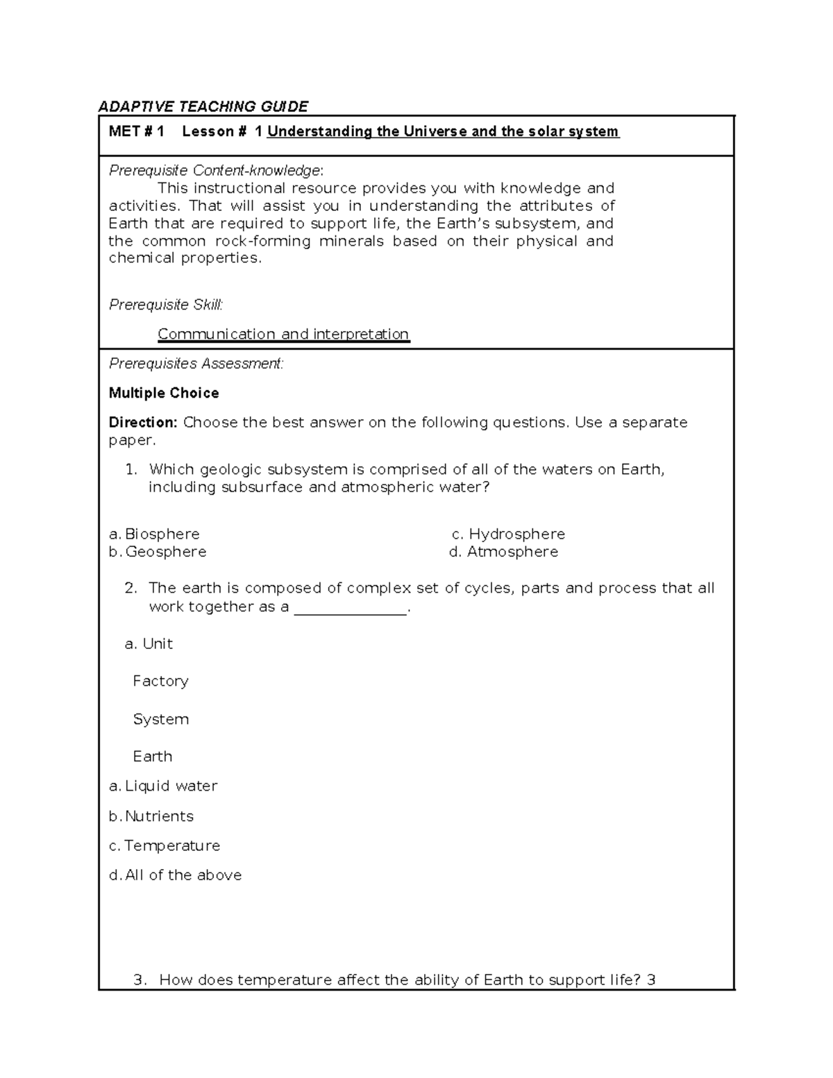 Sample-ATG - For lesson planning - ADAPTIVE TEACHING GUIDE MET # 1 ...