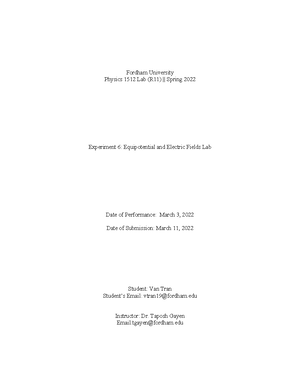 Physics lab 2 - Lab paper - Physics Lab R Lab # Force Tables and Vectors In this experiment, we ...