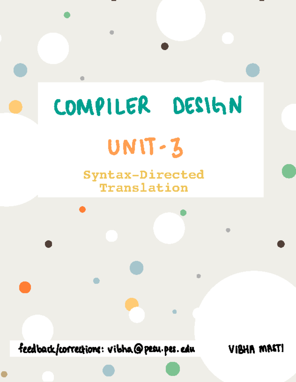 CD Unit 3 - Notes - Syntax-Directed Translation COMPILER DESIGN UNIT ...