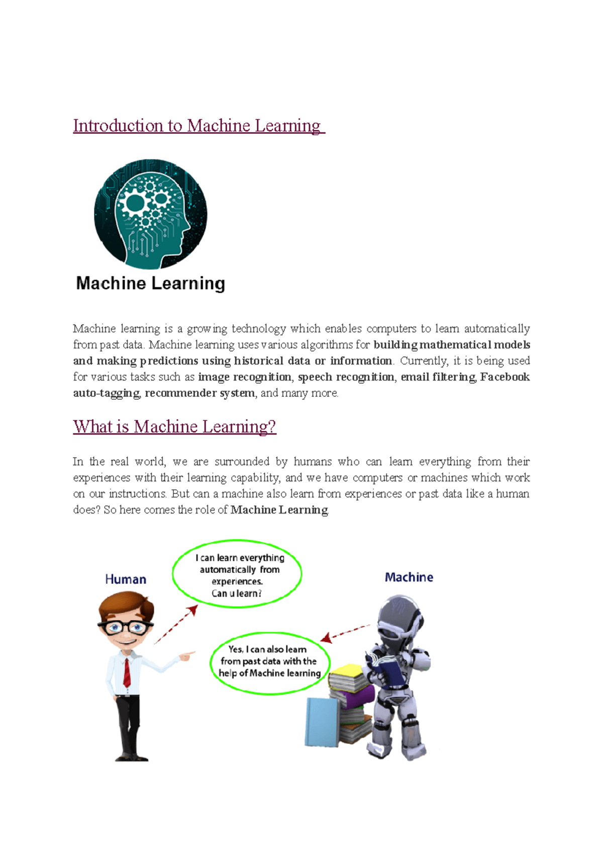 Artificla Intilegence and Machine Learning notes 3 - Introduction to ...