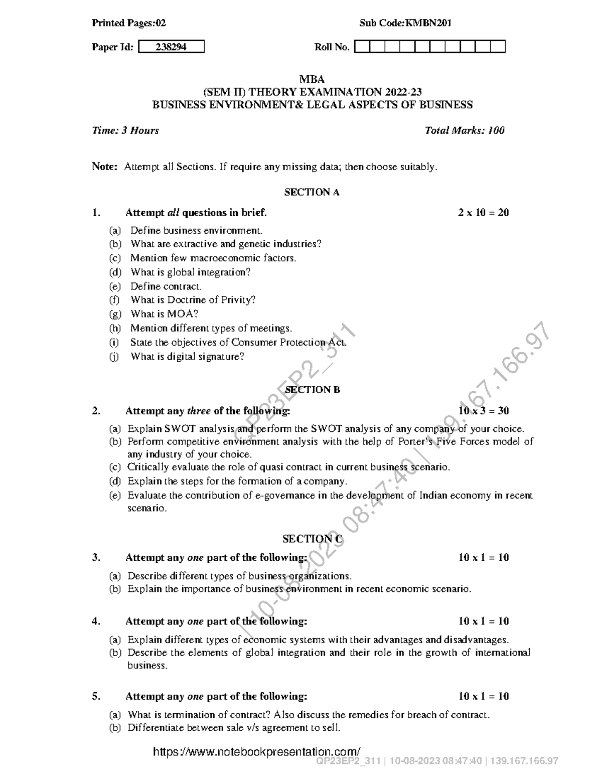 KMBN201 Question paper - QP23EP2_ | 10-08-2023 08:47:40 | 139.167 ...