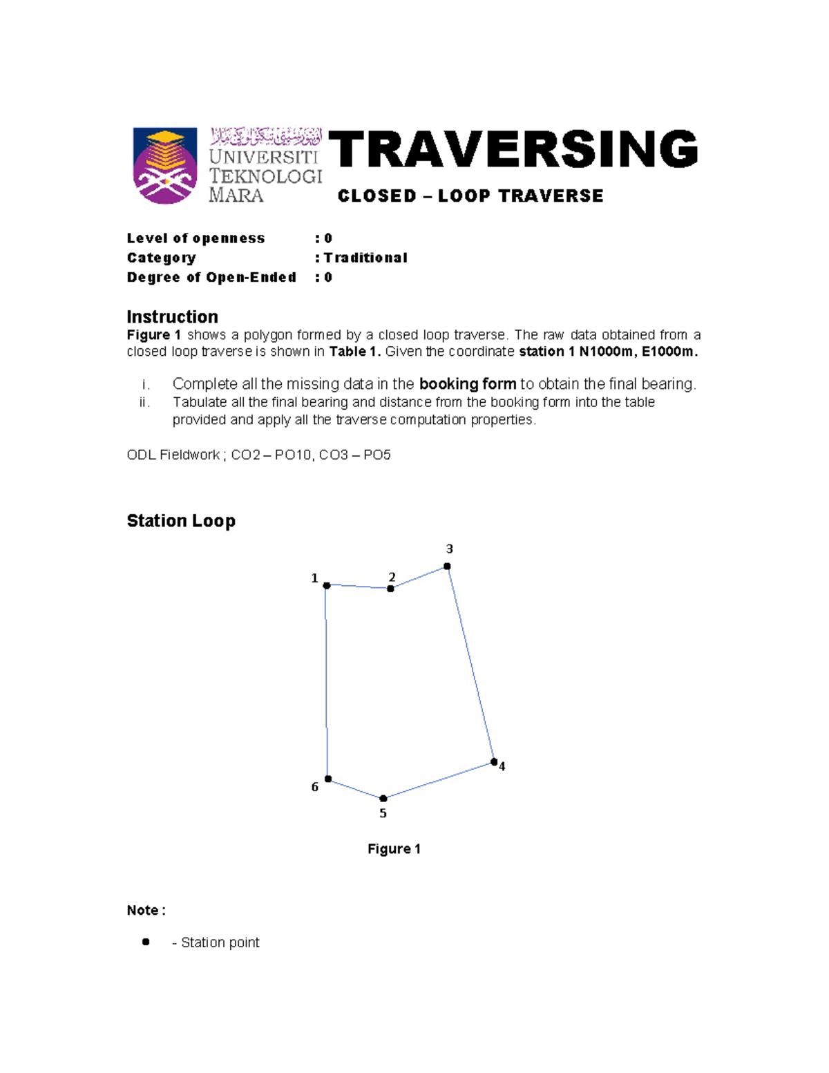 Practical 2- Closed Loop Traverse - Field Wof - Figure 1 TRAVERSING ...