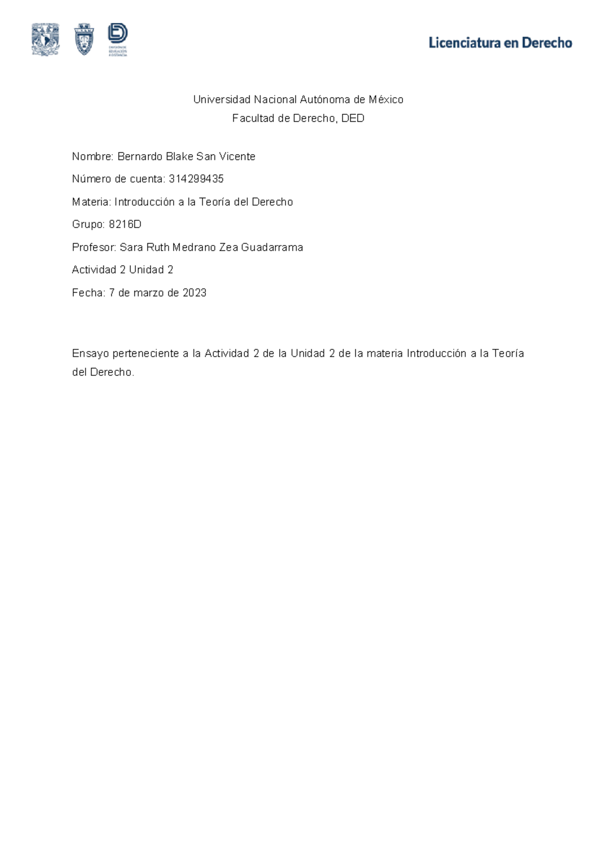 Blake B A2U2 ITD - ewfwef - Universidad Nacional Autónoma de México ...