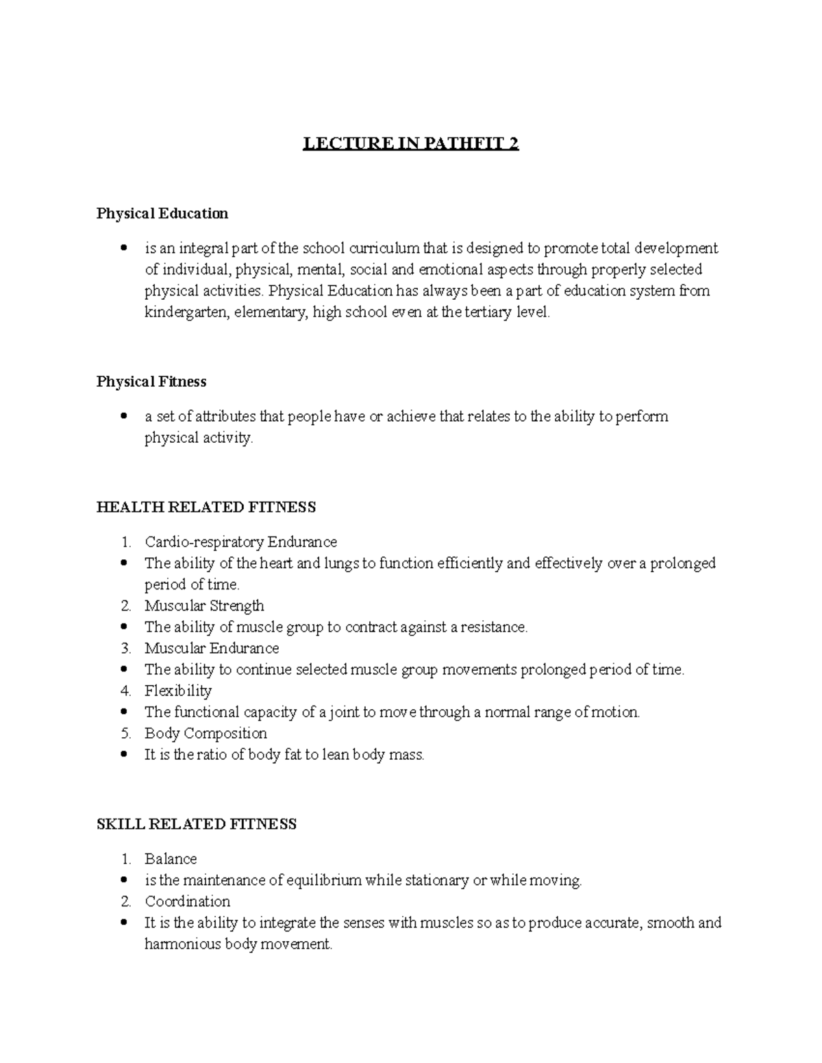 Lecture IN Pathfit 2 updated - LECTURE IN PATHFIT 2 Physical Education ...