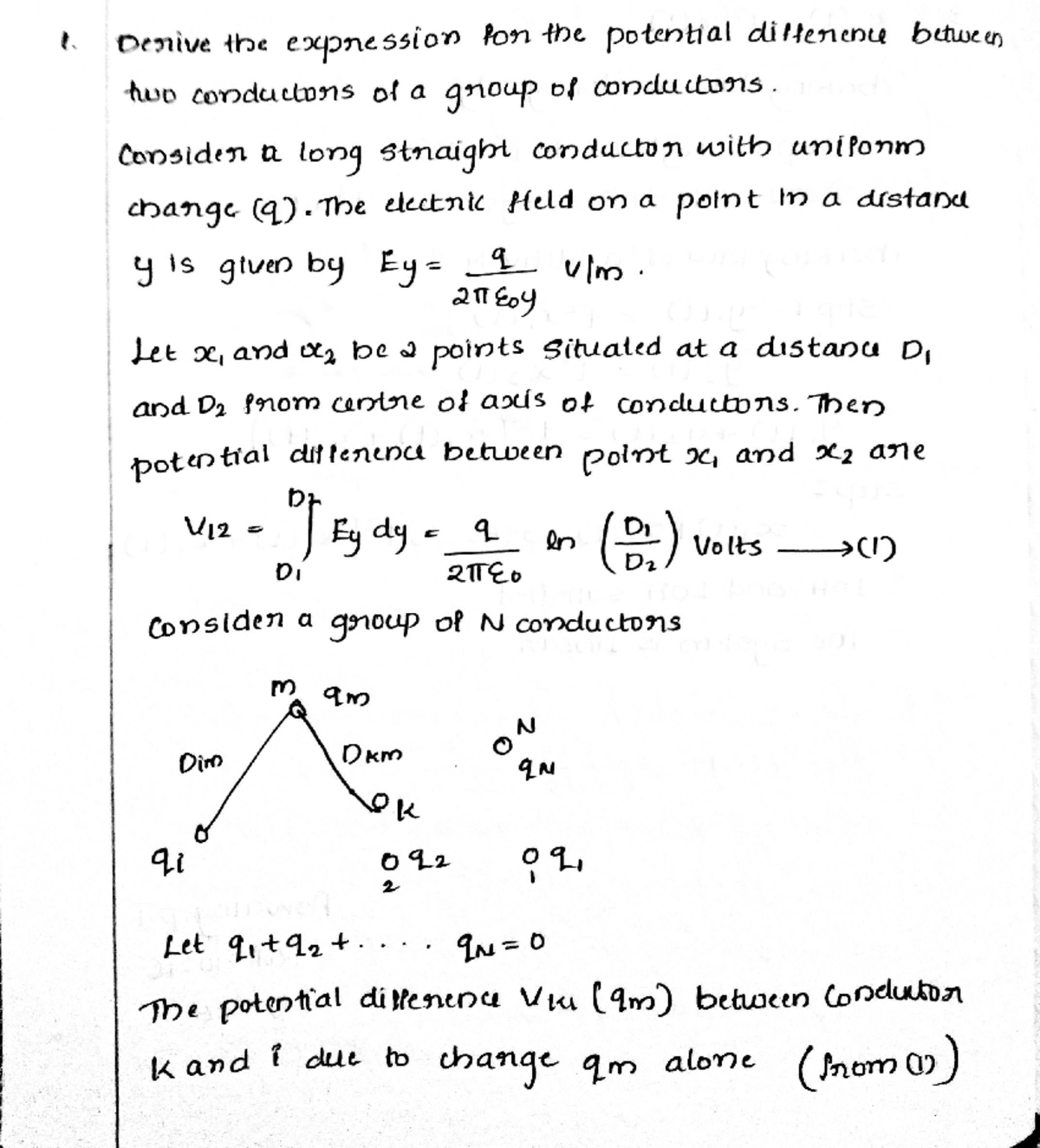 8 - Solution to find potential and capacitance between two conductors ...