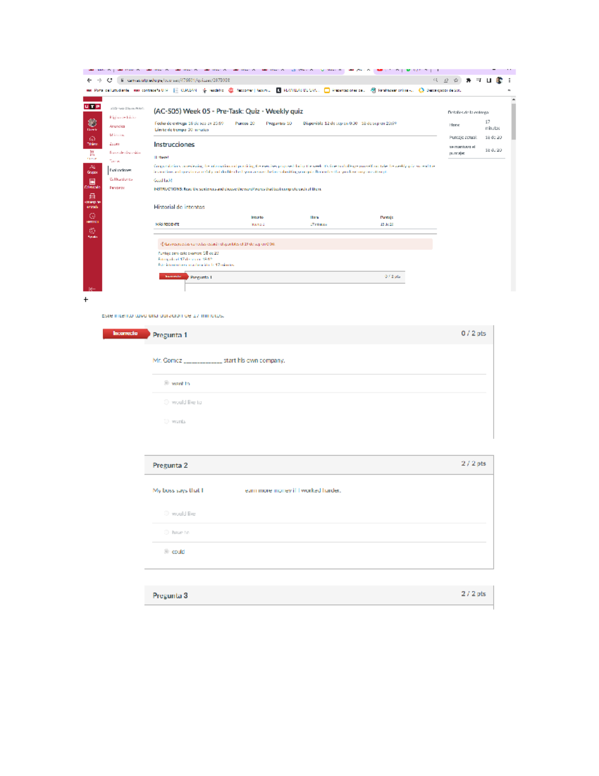 Quizz-5 - (AC-S05) Week 05 - Pre-Task: Quiz - Weekly quiz - Ingles IV - + - Studocu