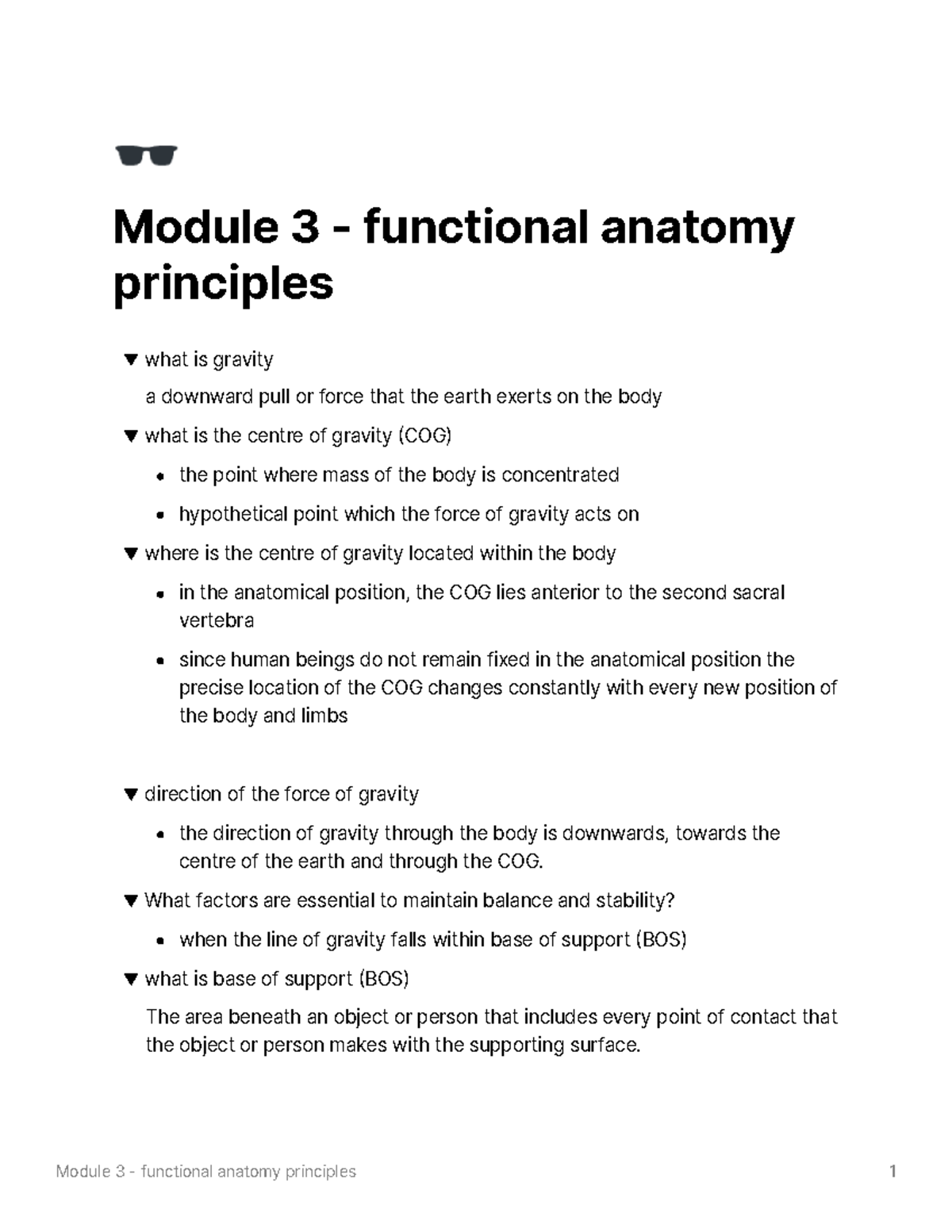 Module 3 - summary notes 2021 - O Module 3 - functional anatomy ...