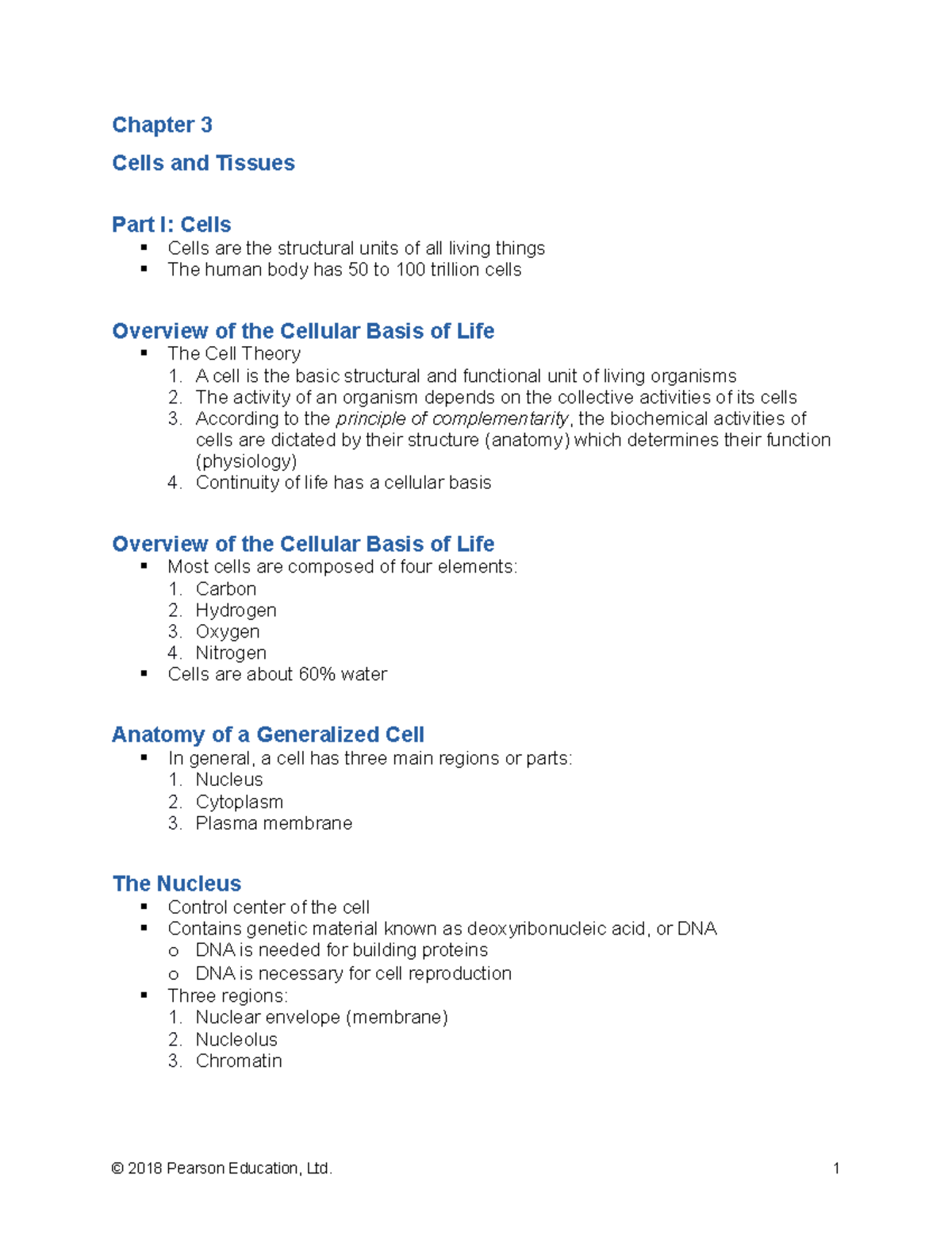 Notes On Cells And Tissue Chapter 3 Cells And Tissues Part I Cells notes-on-cells-and-tissue-chapter-3-cells-and-tissues-part-i-cells