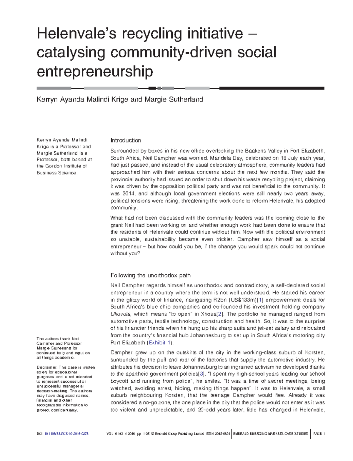 Case Study Helenvale’s recycling initiative – catalysing community ...