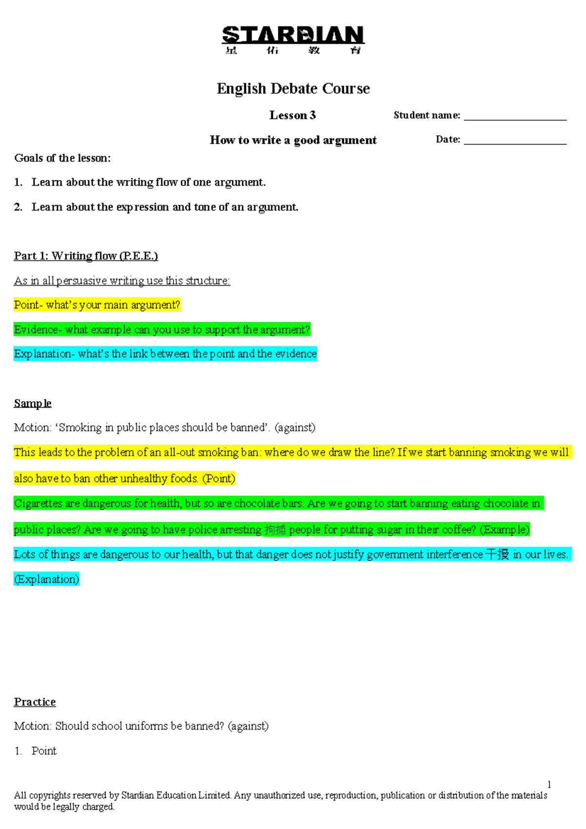 Debate L1 - English Debate Course Lesson 3 How to write a good argument ...