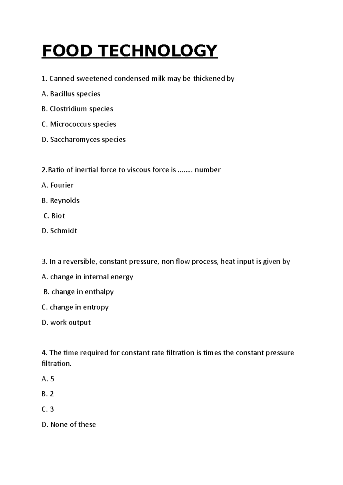 FOOD Technology - Objective questions - FOOD TECHNOLOGY Canned ...