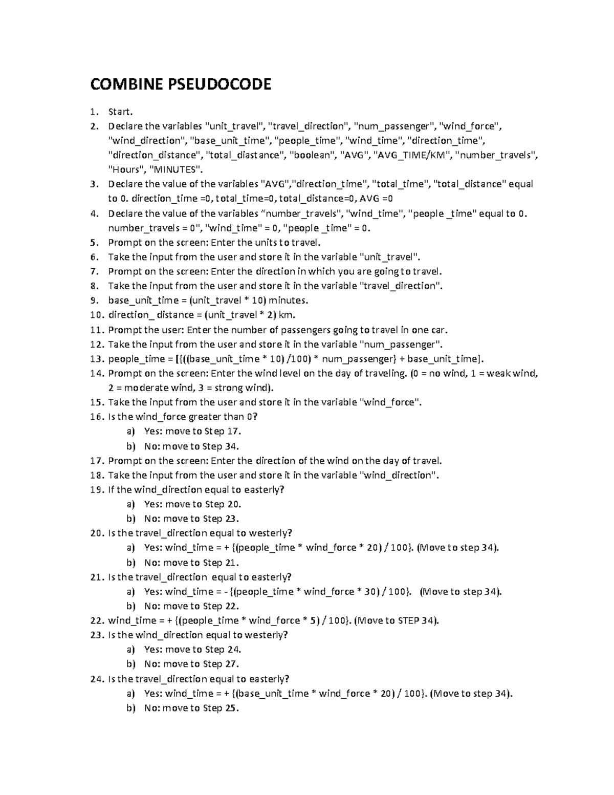 Combine Pseudocode - IT IS GOOD TO GO WITH A PROPER SOLUTION - COMBINE ...