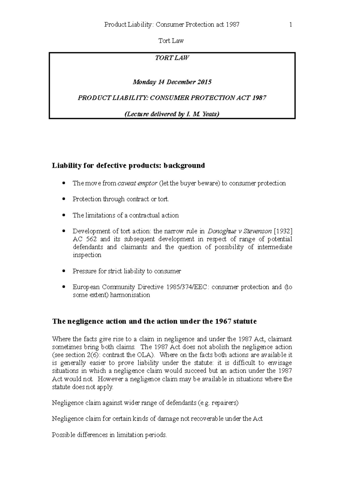 1.8 Consumer Protection outline 2015-16 (Mr Ian Yeats) - Product ...