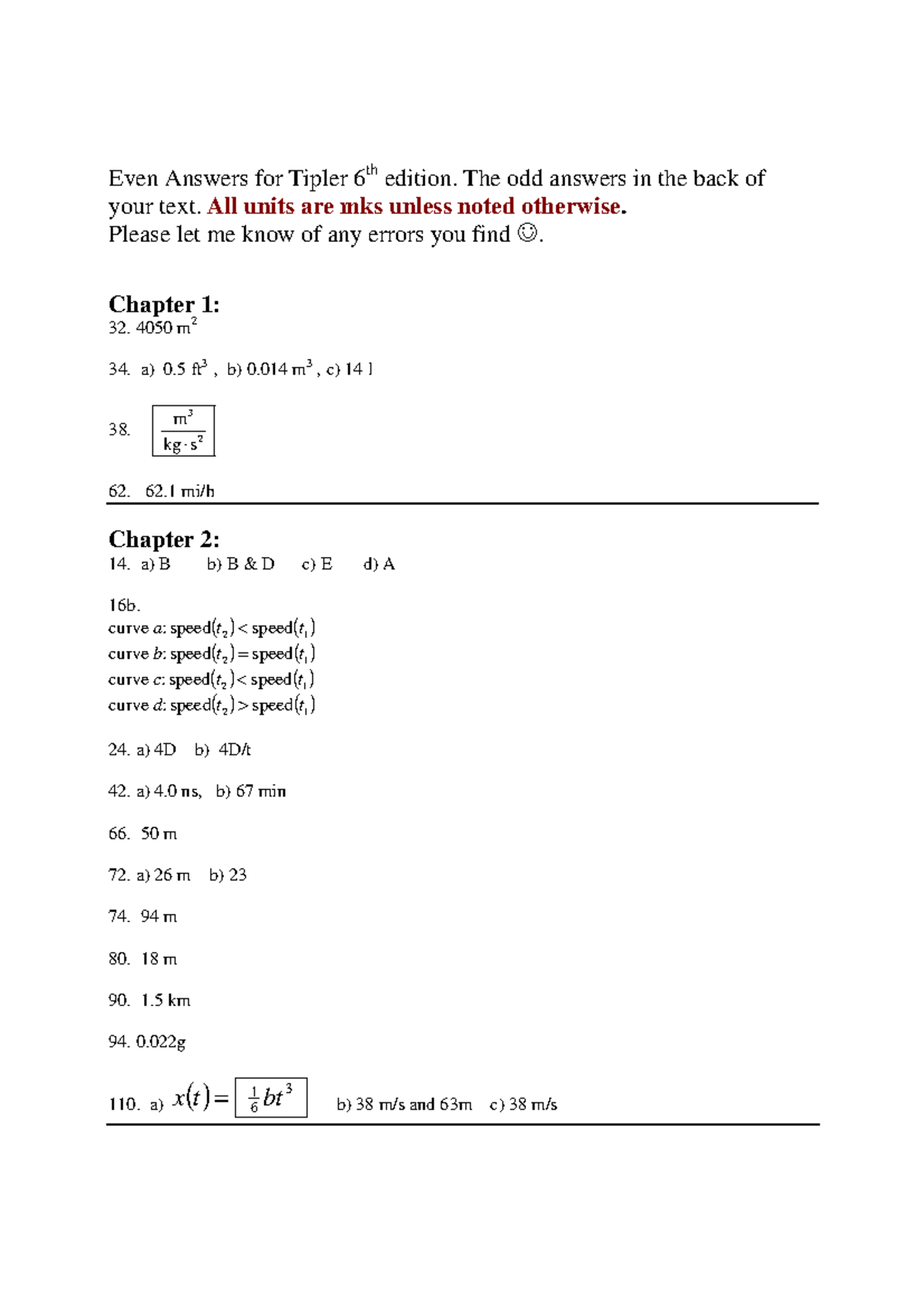 Dokumen - Even Answers for Tipler 6th edition. The odd answers in the ...