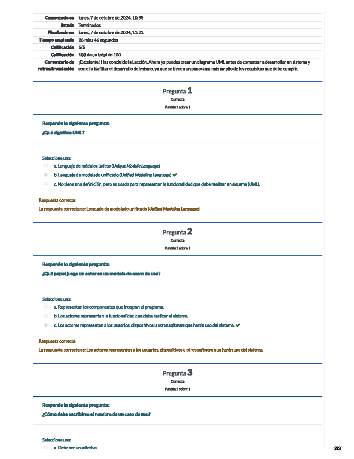 Lección 1. UML para el manejo de eventos - Comenzado en lunes, 7 de octubre de 2024. 10:55 ...