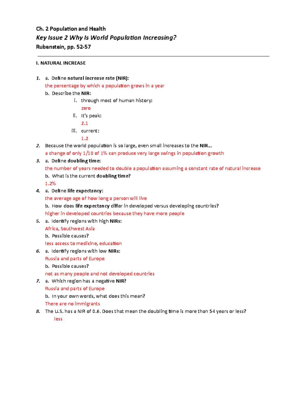 Chapter 2.2 AP Human Geography - Ch. 2 Populaon and Health Key Issue 2 ...