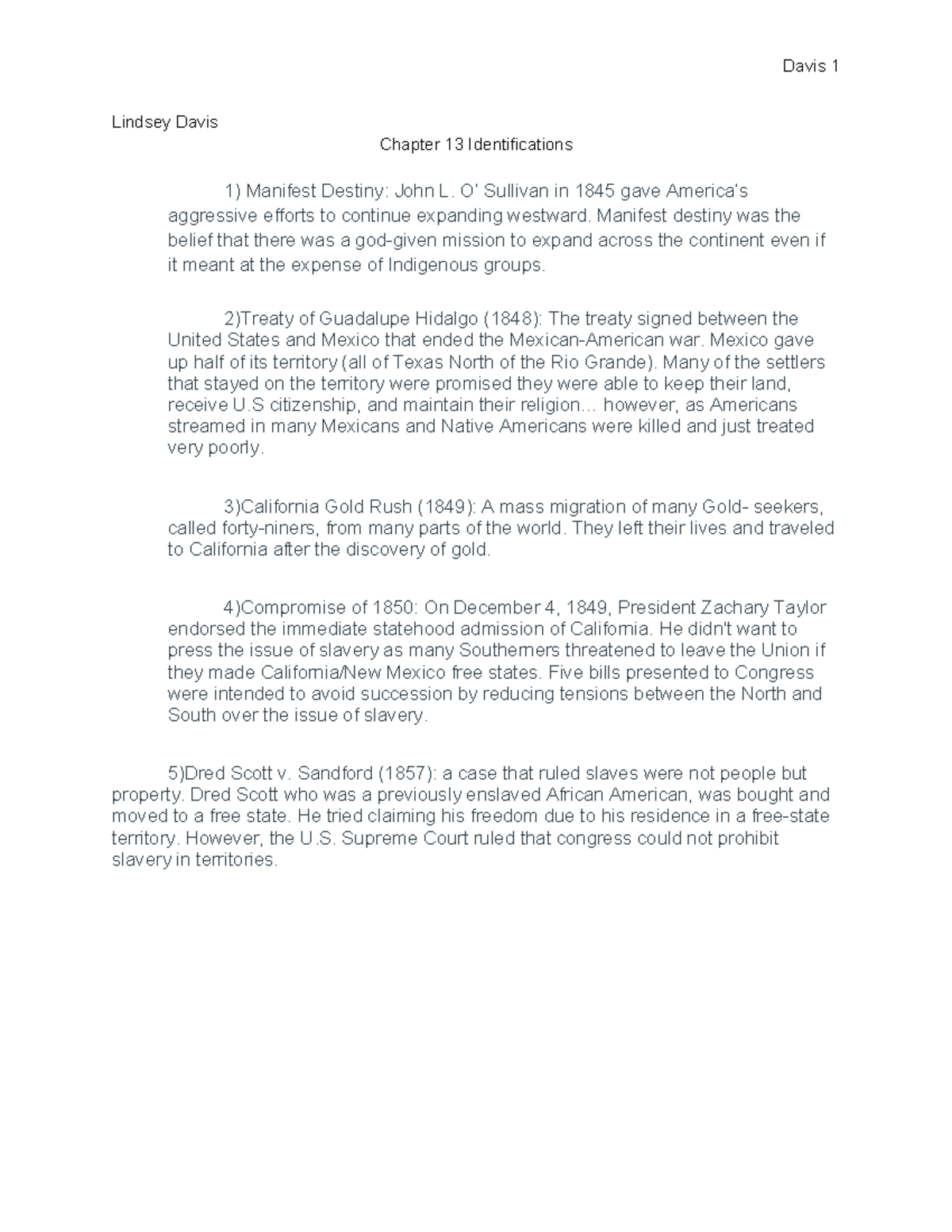 Chpt 13 Identifications - Davis 1 Lindsey Davis Chapter 13 ...