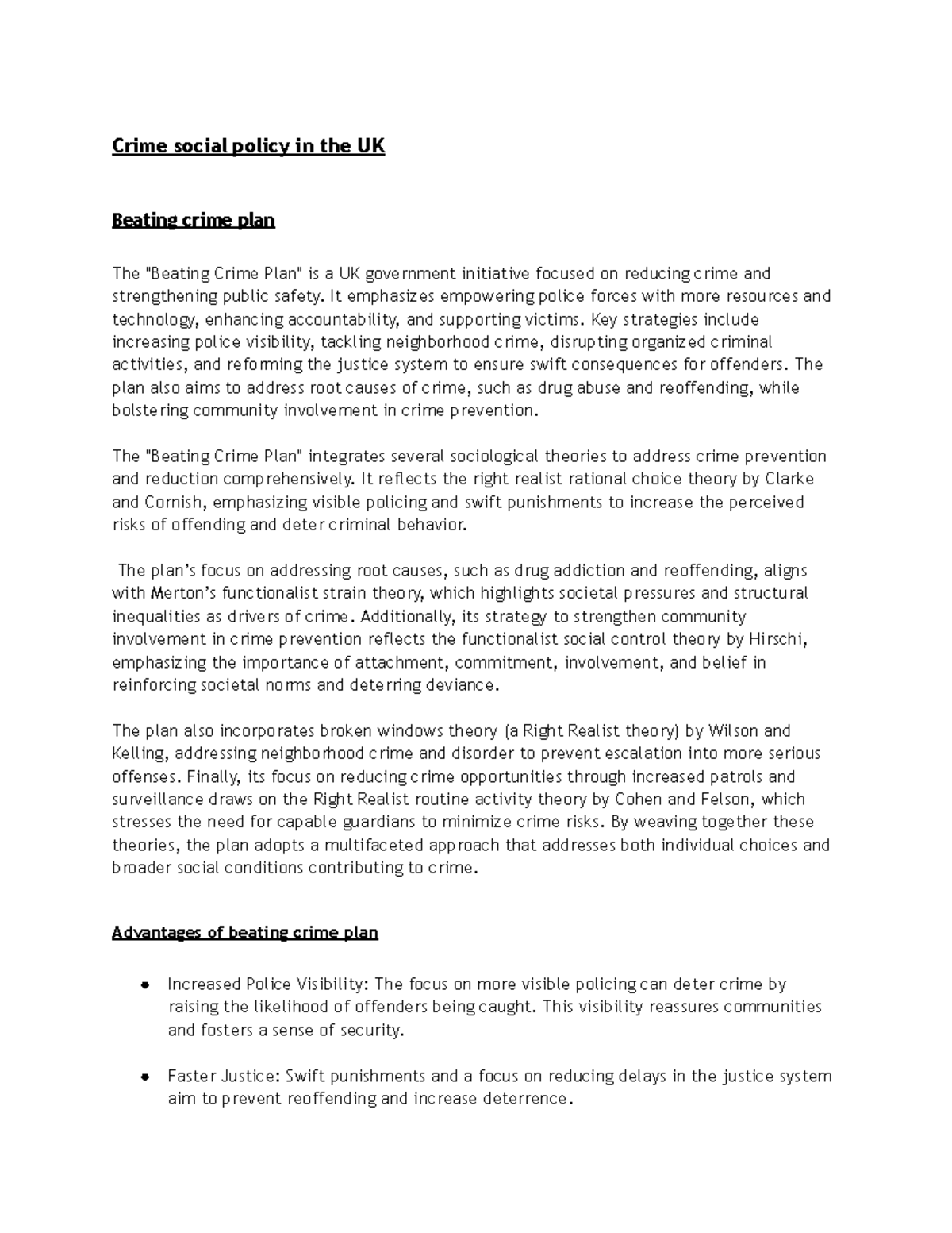 Crime social policy in the UK - Crime social policy in the UK Beating ...