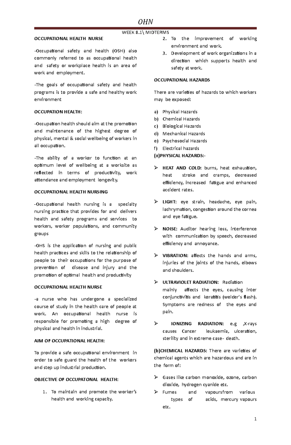 8.1-OHN- MID. - CHN (S) - CHN skills (OHN) - WEEK 8\ MIDTERMS ...