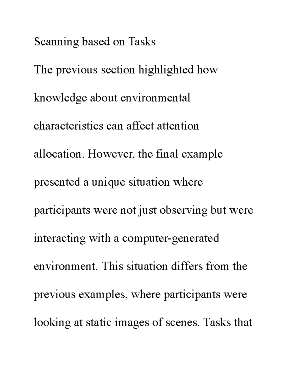 Scanning based on tasks - Scanning based on Tasks The previous section ...