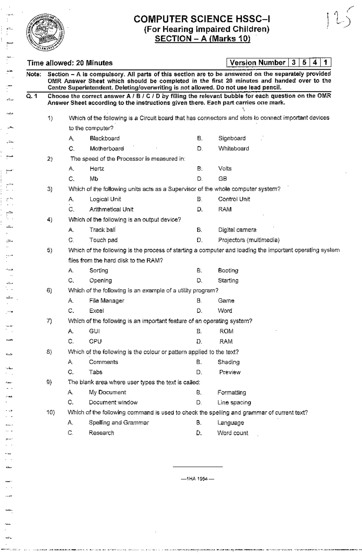 Federal board class 11 computer science hic 2019 - Introduction to ...