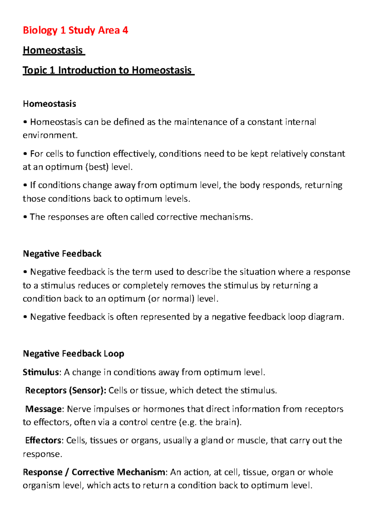 Homeostasis - Philip Lawson - Biology 1 Study Area 4 Homeostasis Topic ...