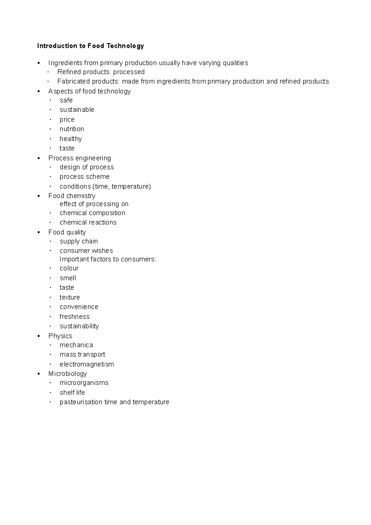 Introduction to Food Technology - Summary - Introduction to Food ...