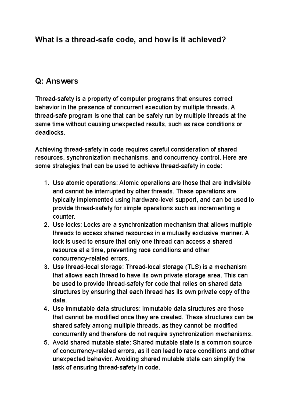 What is a thread-safe code, and how is it achieved - A thread-safe ...