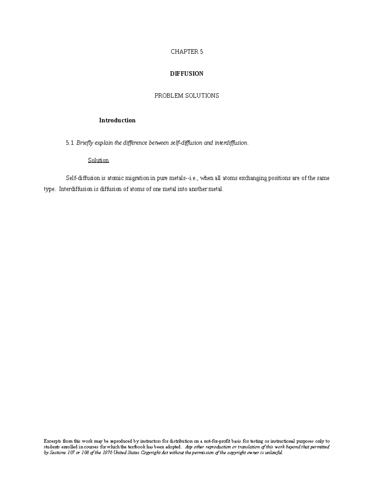 Ch05 - exam preparation Questions. - CHAPTER 5 DIFFUSION PROBLEM ...