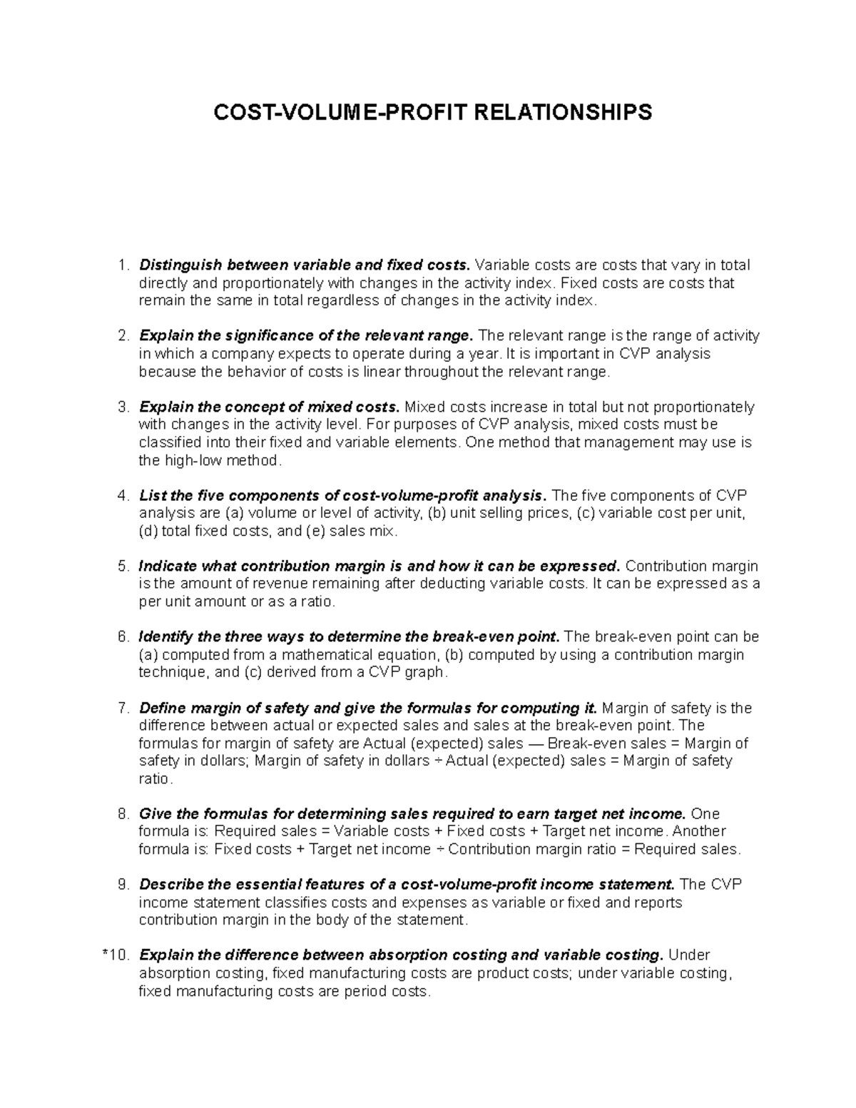 Cost-volume-profit-analysis cost management accounting - COST-VOLUME ...