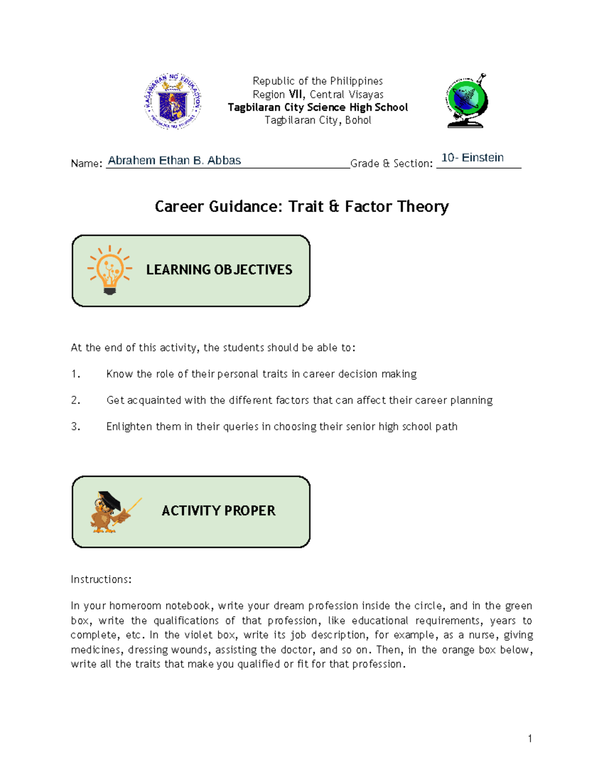 CAREER GUIDANCE - Name ...