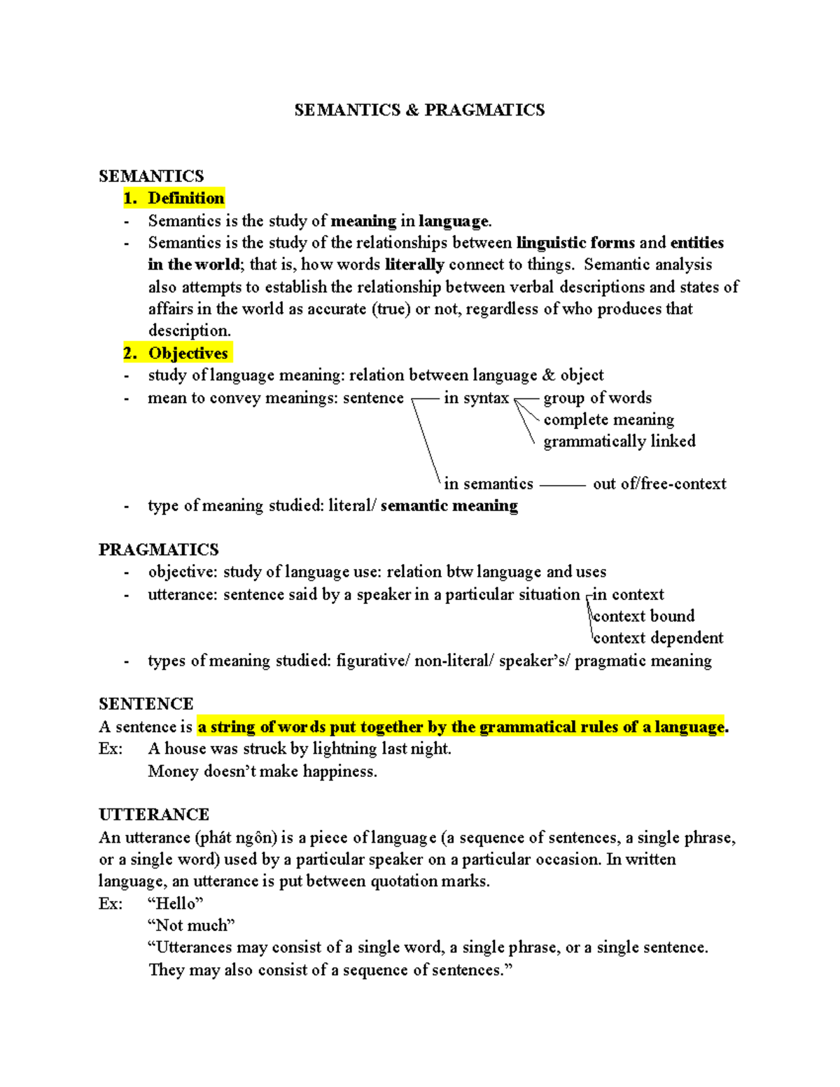 Semantics & Pragmatics - SEMANTICS & PRAGMATICS SEMANTICS Definition ...