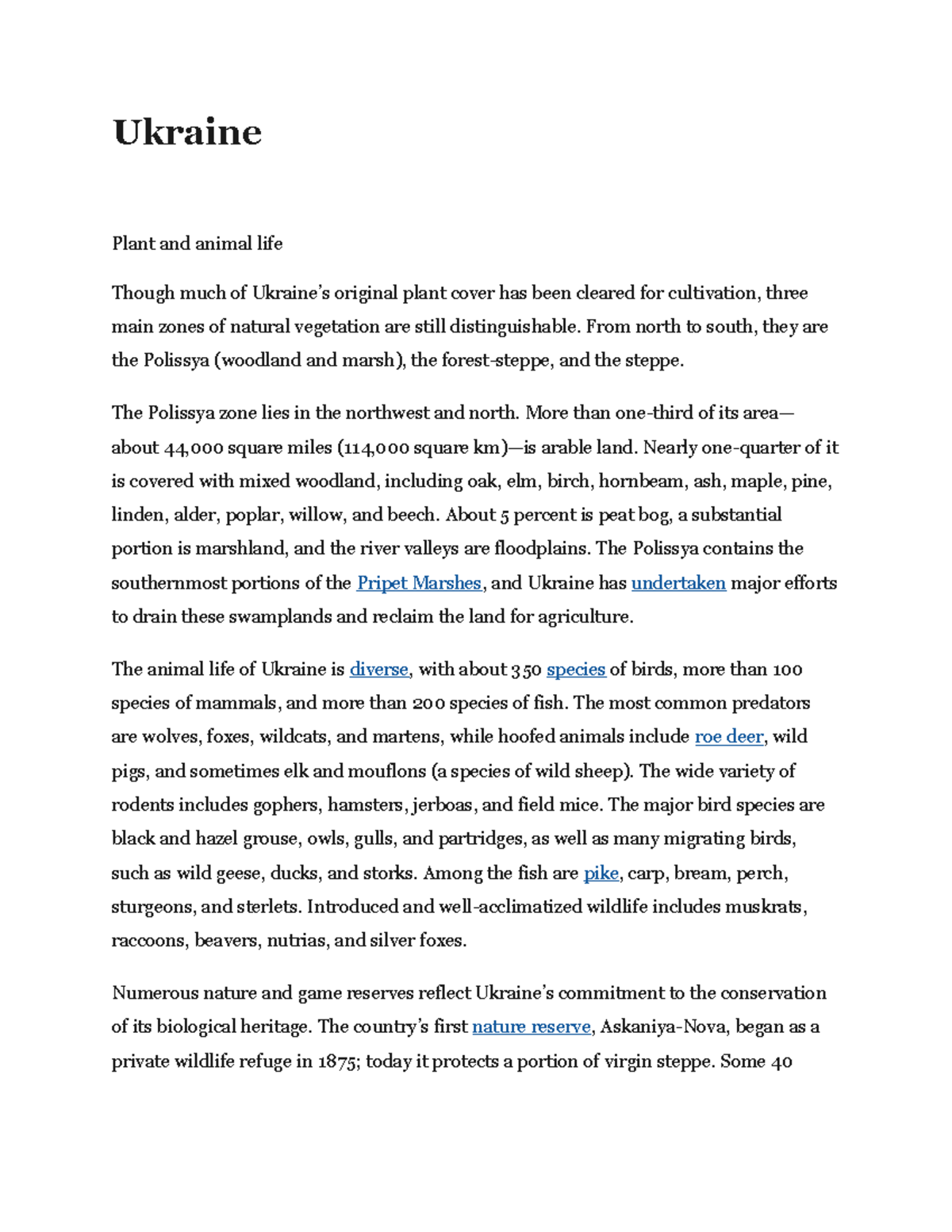 Plant and animal lifeof Ukraine - Ukraine Plant and animal life Though ...