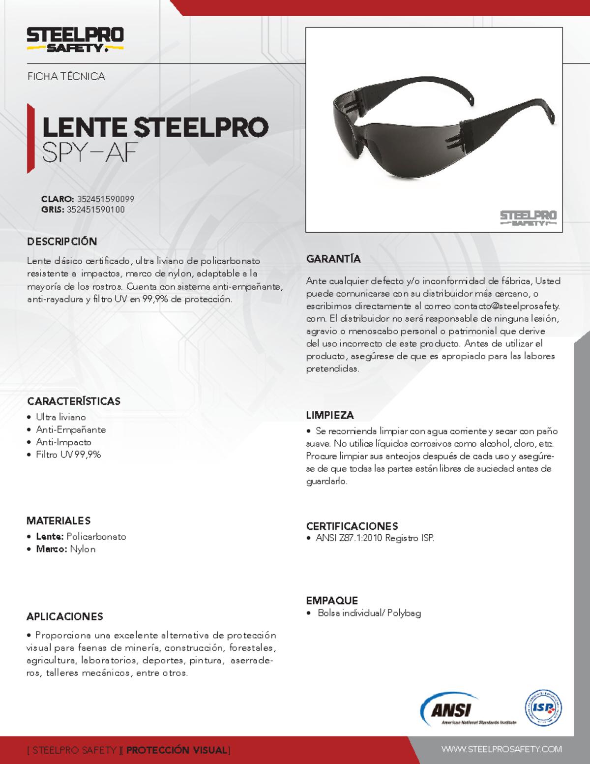 352451590099 FT Lente Steelpro SPY AF - LENTE STEELPRO SPY-AF ...