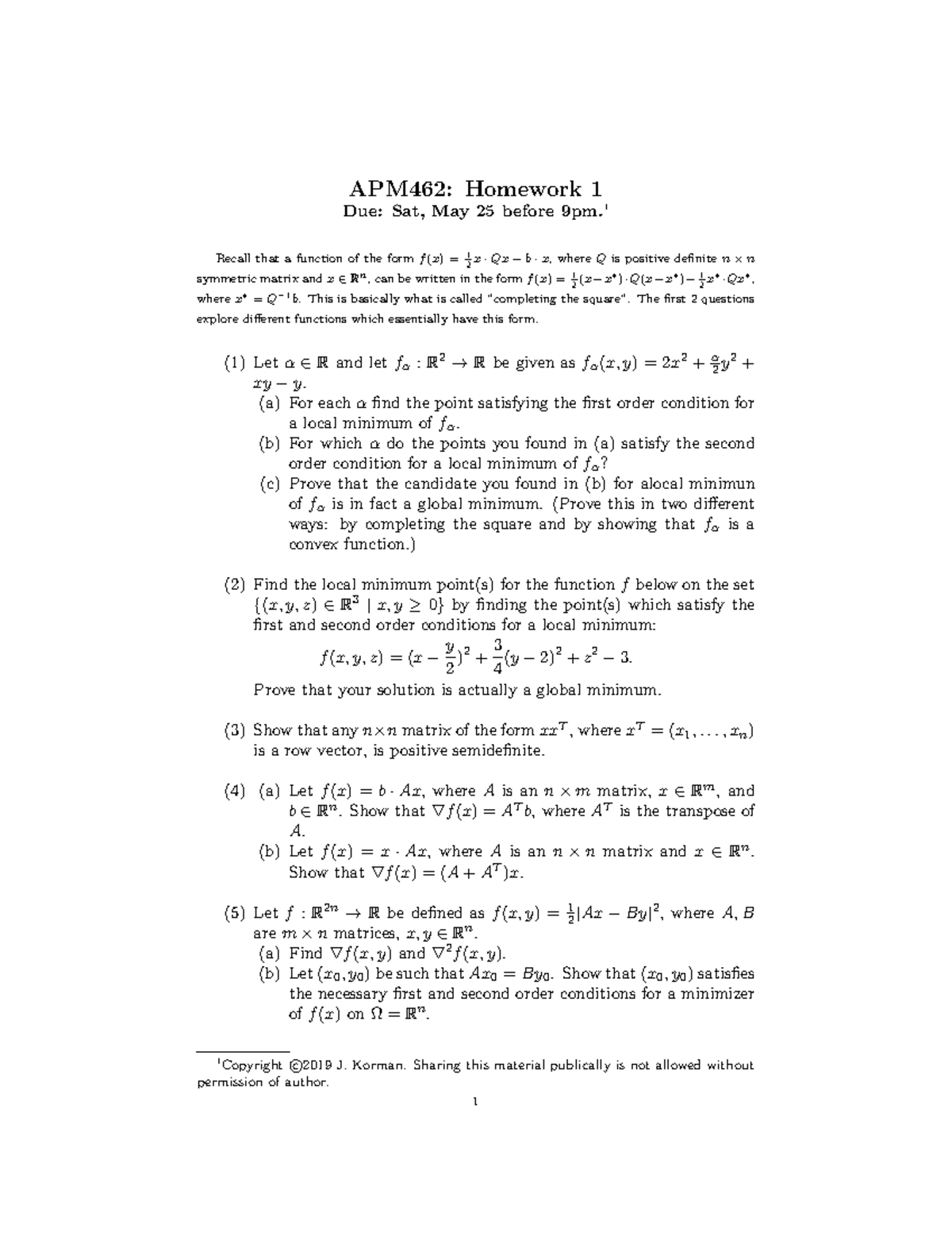 Homework 1 assignment - APM462: Homework 1 Due: Sat, May 25 before 9pm ...