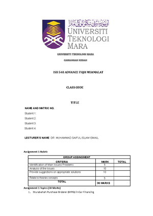 Individual Assignment - UNIVERSITI TEKNOLOGI MARA SUNGAI PETANI CAMPUS ...